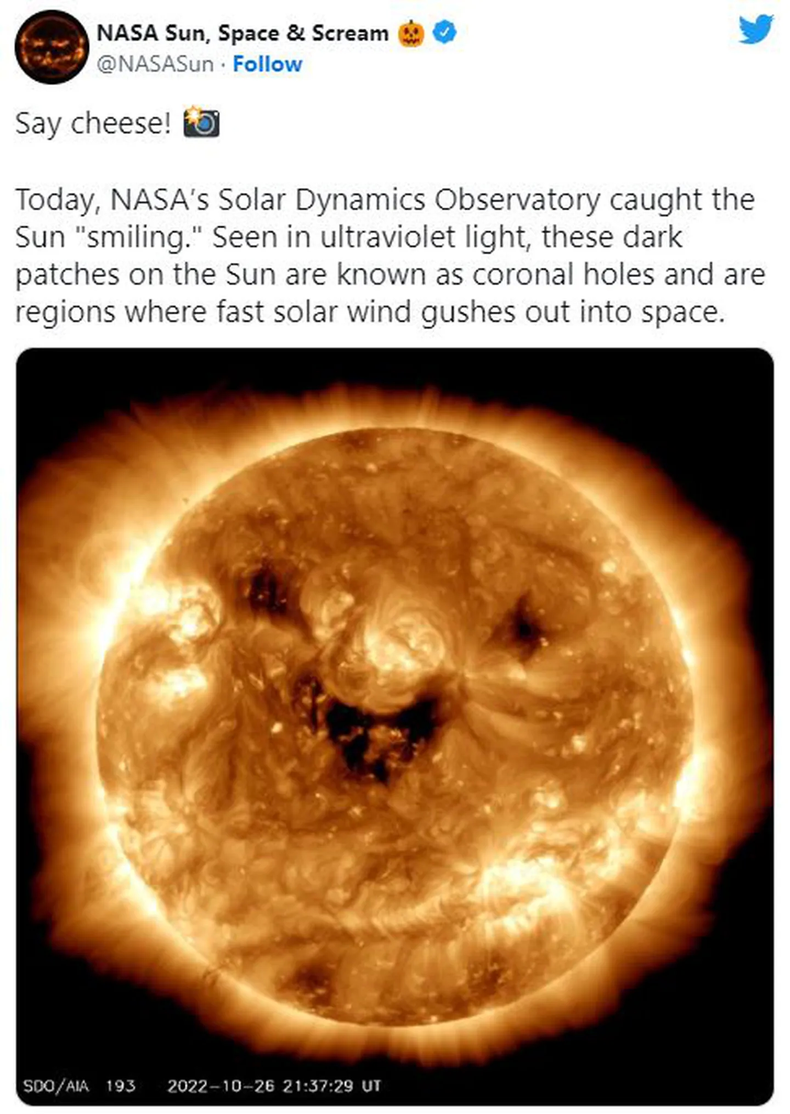 La NASA fotografió al sol sonriendo y hubo una catarata de memes